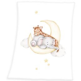 Babydecke Sleeping on the Moon, Baby Best, mit liebevollem Motiv, bunt