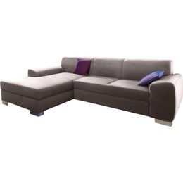 DOMO collection Ecksofa Ricardo L-Form, mit Recamiere, wahlweise mit Bettfunktion, braun