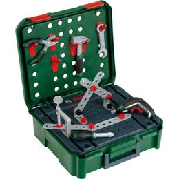 klein Kinder-Werkzeug-Set Bosch Werkbankkoffer + Ixolino II, grau|grün|rot