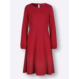 WITT Damen Jerseykleid mit elastischen B&uuml;ndchen, rot, Gr&ouml;&szlig;e 42