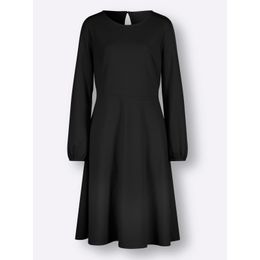 WITT Damen Jerseykleid mit elastischen B&uuml;ndchen, schwarz, Gr&ouml;&szlig;e 38
