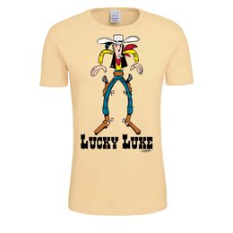 logoshirt T-Shirt 'Lucky Luke Showdown' Damen Gr&ouml;&szlig;e XS beige / mischfarben