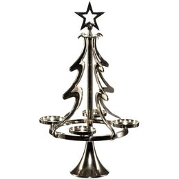 my home Adventsleuchter Tannenbaum, Weihnachtsdeko (1 St), Kerzenständer aus Aluminium, Höhe 72 cm, silberfarben