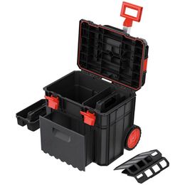 Prosperplast Werkzeugtrolley X Block Pro, 54,6 x 38 x 19,4 cm, rot|schwarz
