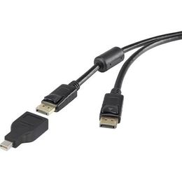 Renkforce Mini-DisplayPort / DisplayPort Adapterkabel Mini DisplayPort Stecker, DisplayPort Stecker 3.00 m Schwarz vergoldete Steckkontakte, mit Ferritkern