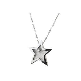 Ernstes Design Kette mit Anhänger Halskette Collier mit Brillant-Anhänger Stern Edelstahl K837