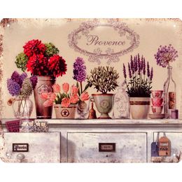 Moritz Metallschild Blechschild Provence bunte Blumen Töpfe