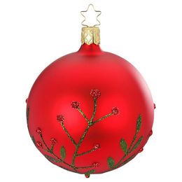 Inge Glas INGE-GLAS® Weihnachtsbaumkugel Wildblume rot matt (1 St)