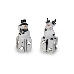 formano Schneemann & Elch 2er Set LED Dekofigur Elch Schneemann auf Geschenk