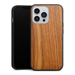 DeinDesign iPhone 13 Pro Handy Premium Silikon H&uuml;lle Handyh&uuml;lle schwarz Case Larch Wood Wooden Look Silikon Premium Case