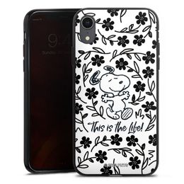 DeinDesign iPhone Xr Handy Silikon H&uuml;lle Case schwarz Handyh&uuml;lle Peanuts Flowers Snoopy