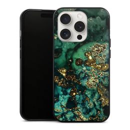 DeinDesign iPhone 15 Pro Handy Slim Case extra d&uuml;nn Silikon Handyh&uuml;lle schwarz H&uuml;lle Muster Glitzer Marble Silikon Slim Case
