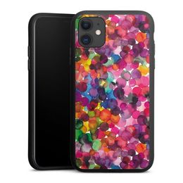 DeinDesign iPhone 11 Handy Premium Silikon H&uuml;lle Handyh&uuml;lle schwarz Case Water Colour Colourful Points Silikon Premium Case