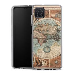 DeinDesign Galaxy A12 Handy Silikon H&uuml;lle Case transparent Handyh&uuml;lle World Map Vintage Map Silikon Case