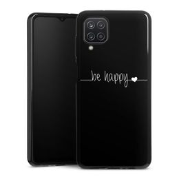 DeinDesign Galaxy A12 Handy Silikon H&uuml;lle Case schwarz Handyh&uuml;lle Sayings Happiness Statement