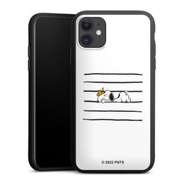 DeinDesign iPhone 11 Handy Premium Silikon H&uuml;lle Handyh&uuml;lle schwarz Case Snoopy Peanuts Dog Silikon Premium Case