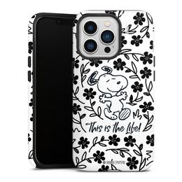 DeinDesign iPhone 13 Pro Handy Panzer Handyh&uuml;lle robuste Outdoor H&uuml;lle Schutzh&uuml;lle gl&auml;nzend Peanuts Flowers Snoopy Tough Case