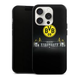 DeinDesign iPhone 15 Pro Handy Slim Case extra d&uuml;nn Silikon Handyh&uuml;lle schwarz H&uuml;lle Borussia Dortmund Stadium Bvb Silikon Slim Case