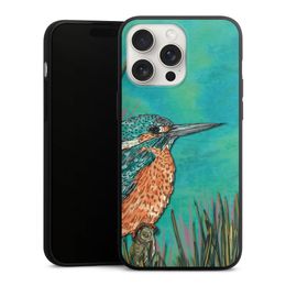 DeinDesign iPhone 15 Pro Max Handy Premium Silikon H&uuml;lle Handyh&uuml;lle schwarz Case Painting Bird Animals Silikon Premium Case