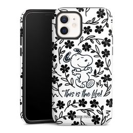 DeinDesign iPhone 12 mini Handy Panzer Handyh&uuml;lle robuste Outdoor H&uuml;lle Schutzh&uuml;lle gl&auml;nzend Peanuts Flowers Snoopy Tough Case