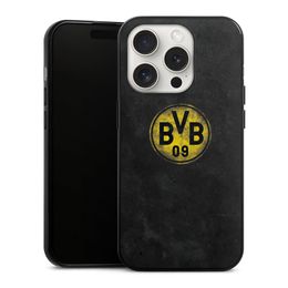 DeinDesign iPhone 15 Pro Handy Slim Case extra d&uuml;nn Silikon Handyh&uuml;lle schwarz H&uuml;lle Bvb Borussia Dortmund Merchandise Silikon Slim Case