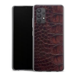 DeinDesign Galaxy A32 4G Handy Silikon H&uuml;lle Case transparent Handyh&uuml;lle Leather Crocodile Animal Print Silikon Case