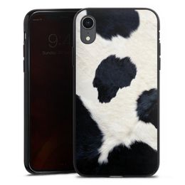 DeinDesign iPhone Xr Handy Silikon H&uuml;lle Case schwarz Handyh&uuml;lle Animal Look Animal Print Cow Skin