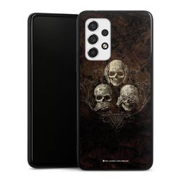 DeinDesign Galaxy A53 5G Handy Silikon H&uuml;lle Case schwarz Handyh&uuml;lle Gothic Skulls Art