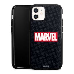 DeinDesign iPhone 12 mini Handy Silikon H&uuml;lle Case schwarz Handyh&uuml;lle Logo Marvel Comic