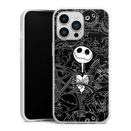 DeinDesign iPhone 13 Pro Handy Silikon H&uuml;lle Case wei&szlig; Handyh&uuml;lle Disney Nightmare Before Christmas Halloween Silikon Case