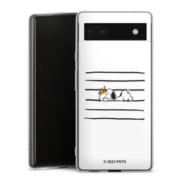 DeinDesign Google Pixel 6a Handy Silikon H&uuml;lle Case transparent Handyh&uuml;lle Snoopy Dog Peanuts Silikon Case