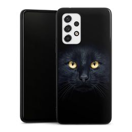DeinDesign Galaxy A53 5G Handy Silikon H&uuml;lle Case schwarz Handyh&uuml;lle Black Eye Cat