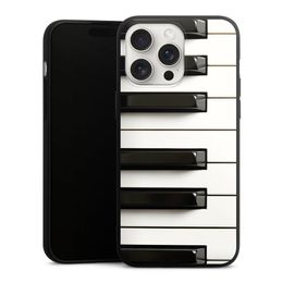 DeinDesign iPhone 15 Pro Max Handy Premium Silikon H&uuml;lle Handyh&uuml;lle schwarz Case Klavier Music Piano Silikon Premium Case