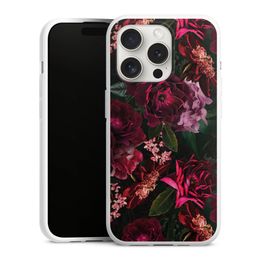 DeinDesign iPhone 15 Pro Handy Silikon Hülle Case weiß Handyhülle Rose Blossom Flowers Silikon Case
