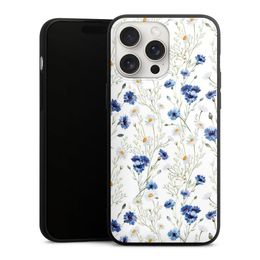 DeinDesign iPhone 15 Pro Max Handy Premium Silikon H&uuml;lle Handyh&uuml;lle schwarz Case Flowers Muster Flower Silikon Premium Case
