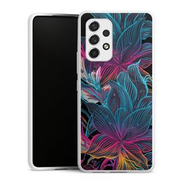 DeinDesign Galaxy A53 5G Handy Silikon H&uuml;lle Case wei&szlig; Handyh&uuml;lle Colourful Neon Flowers Silikon Case
