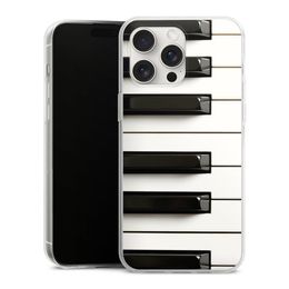 DeinDesign iPhone 15 Pro Max Handy Silikon H&uuml;lle Case transparent Handyh&uuml;lle Klavier Music Piano Silikon Case