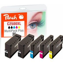 Peach C2500 XL 5 Druckerpatronen XL (2*bk, c/m/y) ersetzt Canon PGI-2500XL, 9254B004 für z.B. Canon Maxify MB 5150, Canon Maxify iB 4000 (wiederaufbereitet)