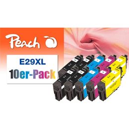 Peach E29 10 Druckerpatronen XL (2*bk, bk, c/m/y) ersetzt Epson T2996, No. 29XL, C13T29964010 für z.B. Epson Expression Home XP -235 (wiederaufbereitet)
