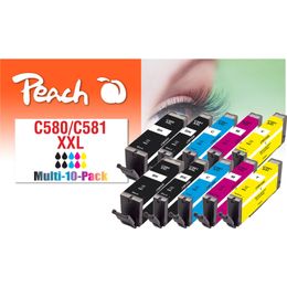Peach C580 XXL 10 Druckerpatronen XL (2*bk, c/m/y, 1*pbk/pb) ersetzt Canon PGI-580XXL, CLI-581XXL für z.B. Canon Pixma TS 6351 a, Canon Pixma TS 8350 (wiederaufbereitet)