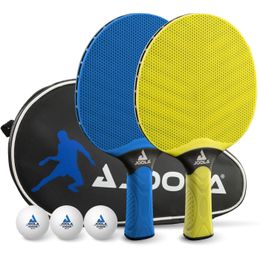Joola Tischtennisschläger VIVID Outdoor (Set, 6-tlg., mit Bällen, mit Schlägerhülle), blau|grün|schwarz