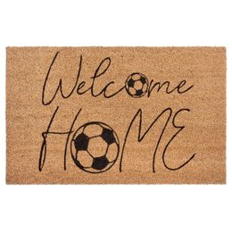 Fußmatte Kokos Welcome Home Soccer, Hanse Home, rechteckig, Höhe: 15 mm, Kokos, Schmutzfangmatte, Outdoor, Rutschfest, Innen, Kokosmatte, Flur, weiß