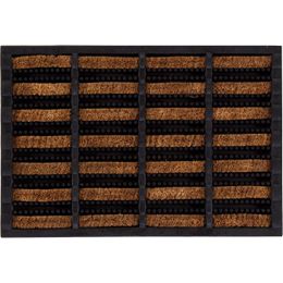 Fußmatte Robusta, ANDIAMO, rechteckig, Höhe: 30 mm, Schmutzfangmatte, mit Bürsten aus Kokos, In- und Outdoor geeignet, braun