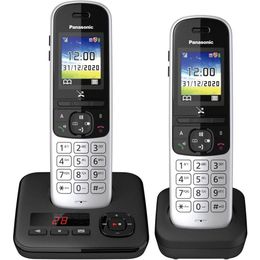 Panasonic KX-TGH722 Duo Schnurloses DECT-Telefon (Mobilteile: 2, mit Anrufbeantworter), schwarz