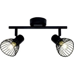 Lampe Elhi Spotrohr 2flg schwarz 2x D45, E14, 40W, geeignet für Tropfenlampen (nicht enthalten) Köpfe schwenkbar - schwarz - Brilliant
