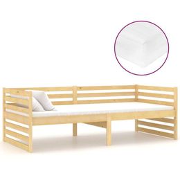 Tagesbett mit Matratze 90x200 cm Kiefer Massivholz vidaXL Weiß