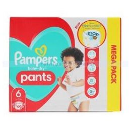 Babywindeln Pampers Baby Dry Pants 14-19 kg 66 Stück Windelhosen, Gr. 6 extra large, bis zu 100% Auslaufschutz