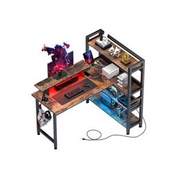 GTPLAYER Schreibtisch Gaming Schreibtisch Computertisch mit 4-stöckige Seitenablagefächer (Packung