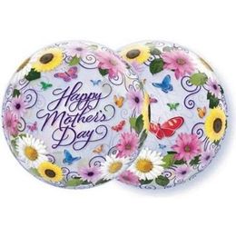 Qualatex Folienballon Bubbles 'Happy Mother's Day' bunte Blumen