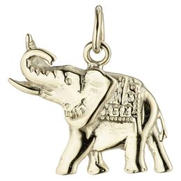 Schmuck Krone Kettenanhänger Anhänger Elefant aus 585 Gold Gelbgold Halsschmuck Goldelefant Schmuck Damen